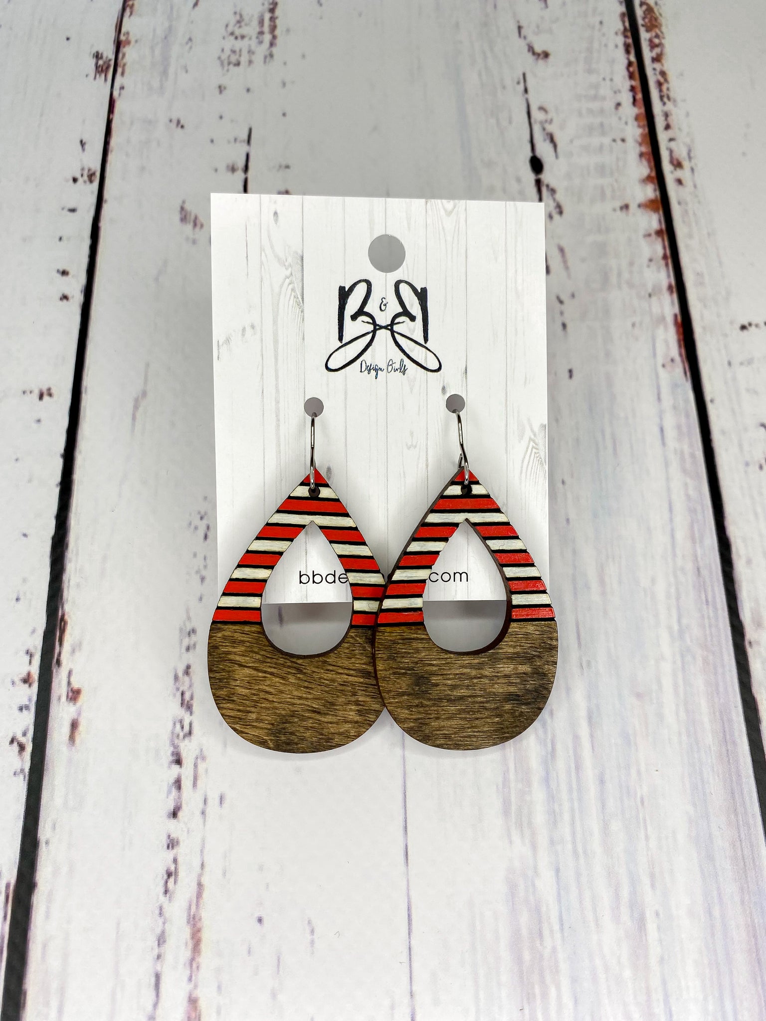 Teardrop - School Colors - Red & White – B & B Design Girls